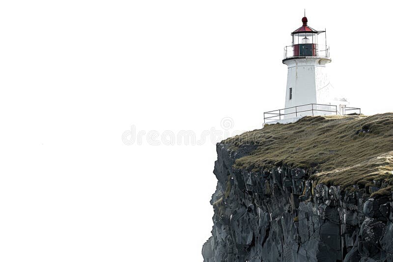 Lighthouse Stands Tall Edge Rocky Cliff Overlooking Sea Stock Photos ...