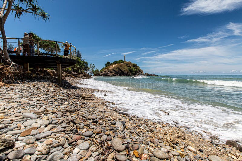 Waves and the Beach with the Lighthouse in the Background. at Koh Lanta ...
