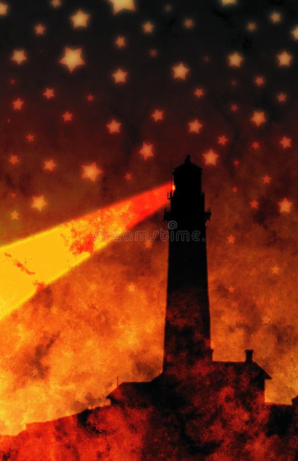Lighthouse and stars stock illustration. Illustration of tower - 10875892