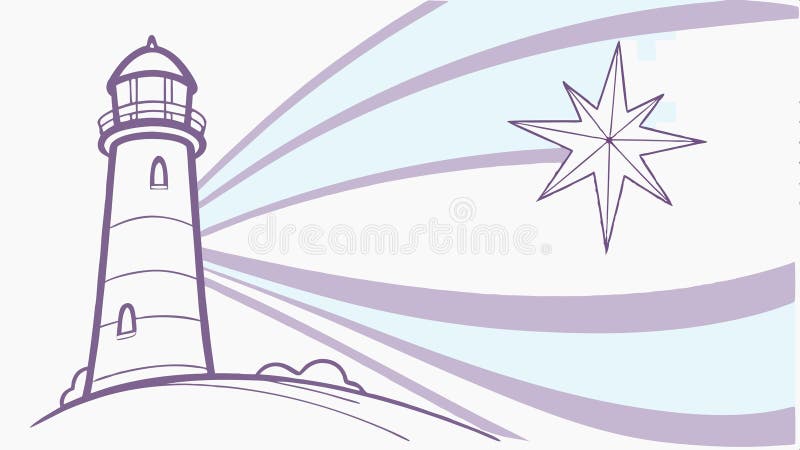 Lighthouse with Stars, Night and Coastal Beacon Illustration Vector ...