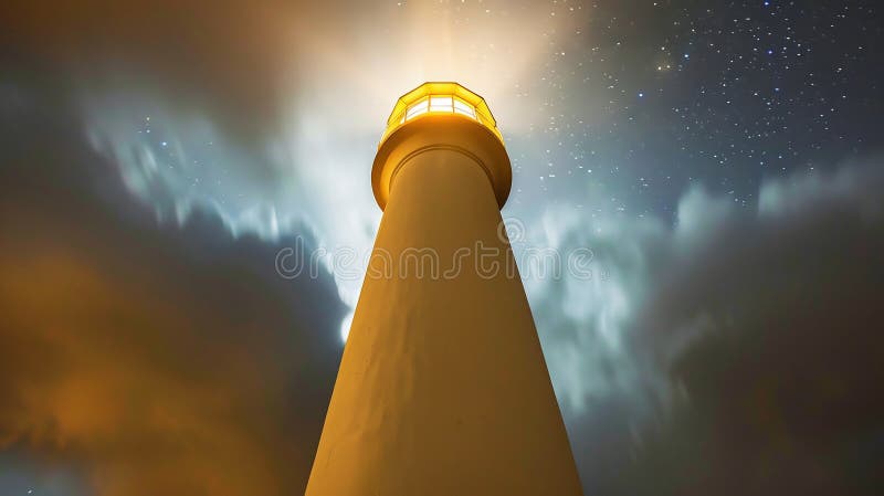 Lighthouse in Storm - Leader and Vision Concept - Landscape with Milky ...