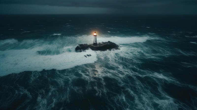 Lighthouse in Stormy Landscape - Leader and Vision Concept Stock ...