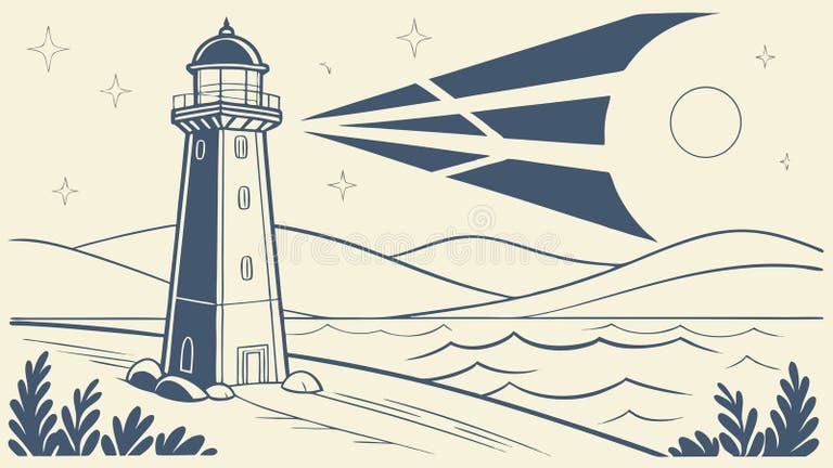 Lighthouse with Stylized Light Beams, Dynamic Guidance, Vector Design ...