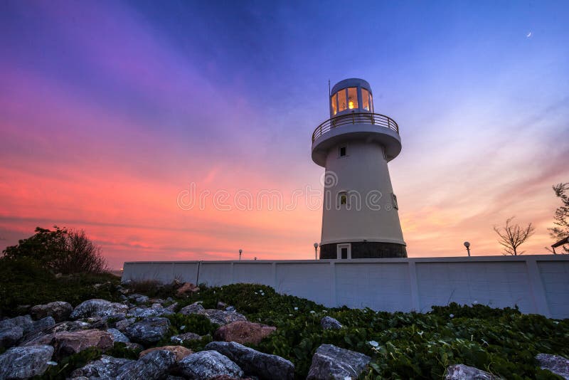 Red Lighthouse stock photo. Image of coast, coastline - 89947986