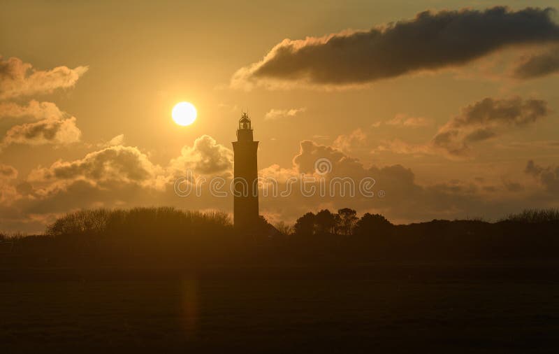 Lighthouse during Sunset Backlight Stock Image - Image of construction ...