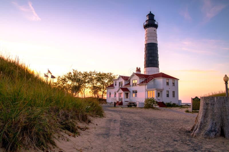 Lighthouse Sunset stock image. Image of historic, golden - 45825295