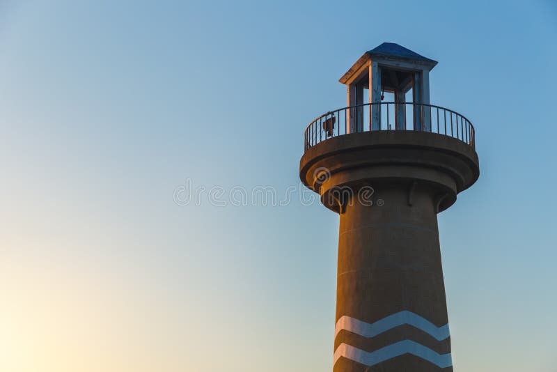 Lighthouse in Sunset Clear Sky Stock Photo - Image of maritime, post ...