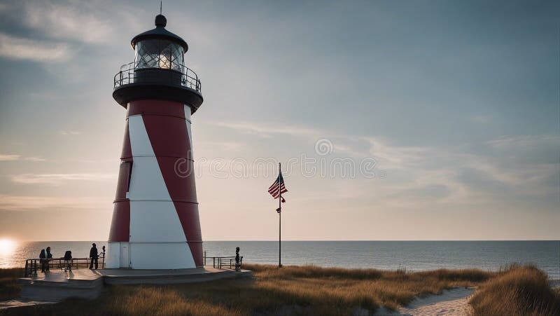 Lighthouse at Sunset in the Sky Lighthouse at Big Sable Point Stock ...