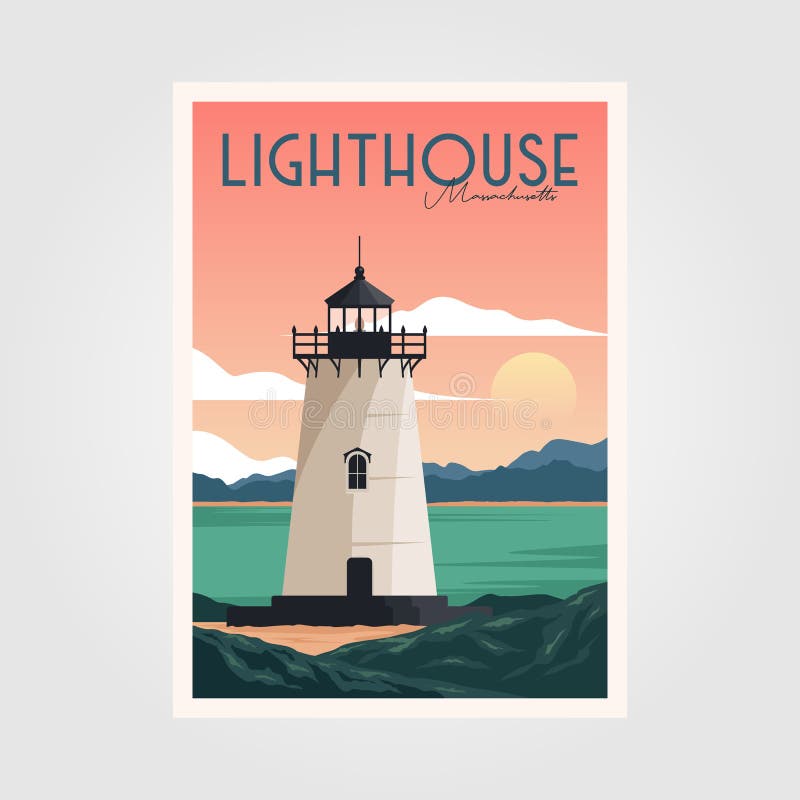 Lighthouse Background Template Poster Illustration Design Stock Vector ...