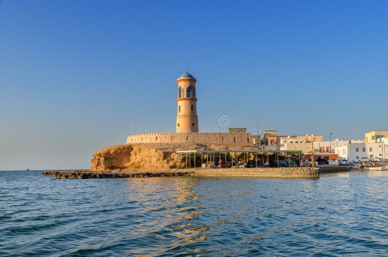Lighthouse in Sur, Oman stock photo. Image of popular - 124477936