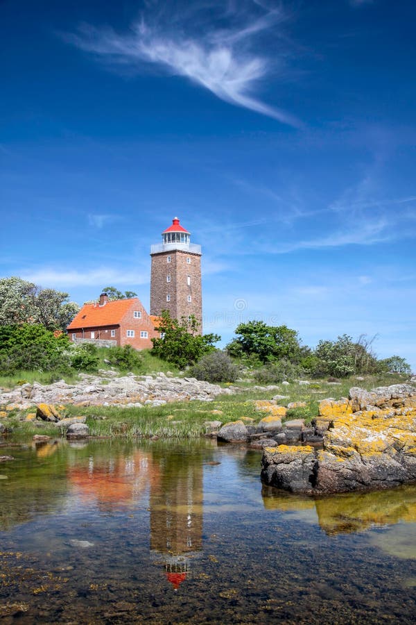 Lighthouse of Svaneke stock image. Image of coast, island - 32771943
