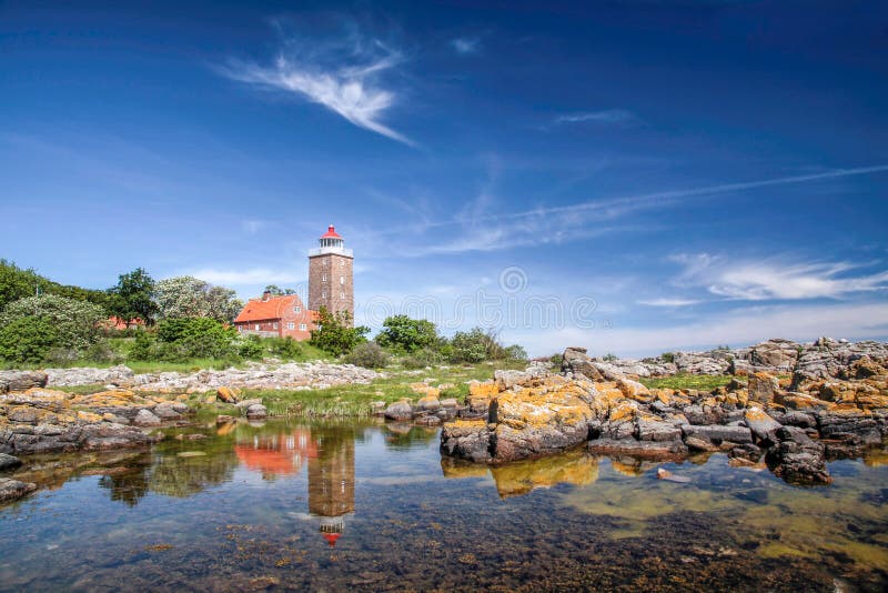 Lighthouse of Svaneke stock photo. Image of scandinavia - 32772054