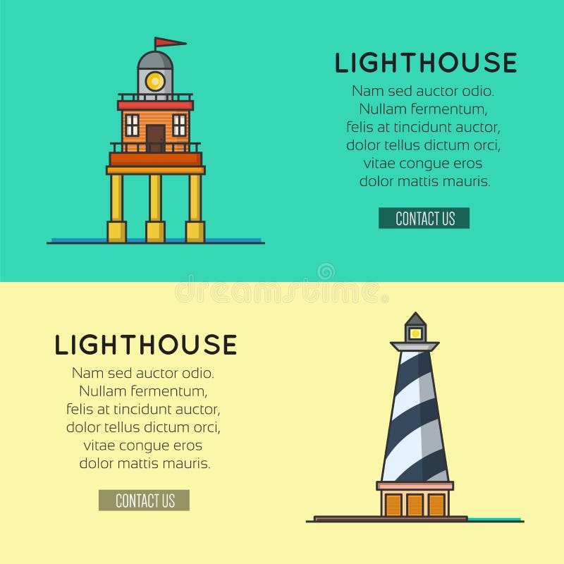 Lighthouse Template Banners, Logo or Label. Stock Vector - Illustration ...