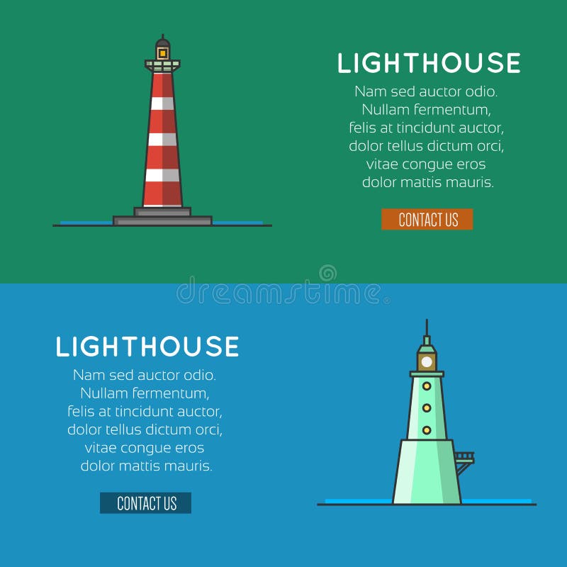 Lighthouse Template Banners, Logo or Label. Stock Illustration ...