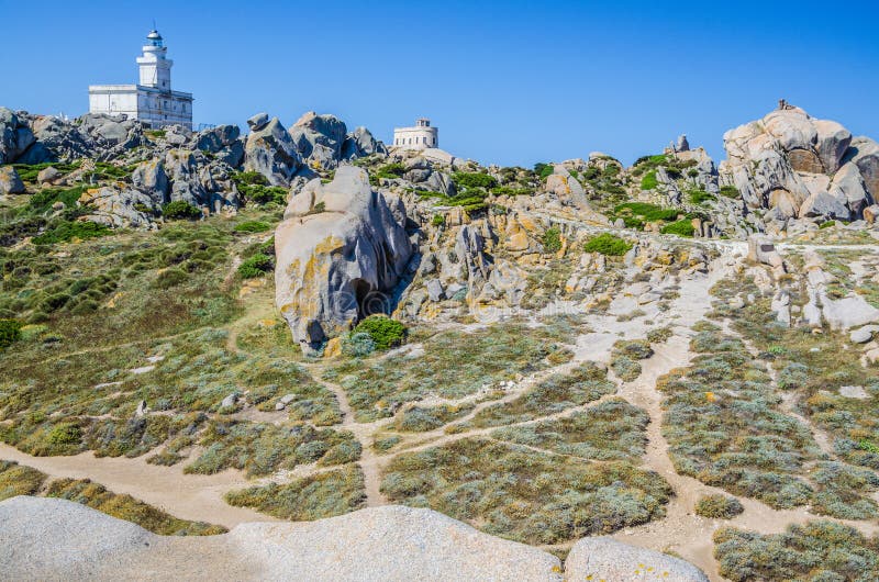 Lighthouse on Top of Capo Testa. North of Sardinia Stock Image - Image ...