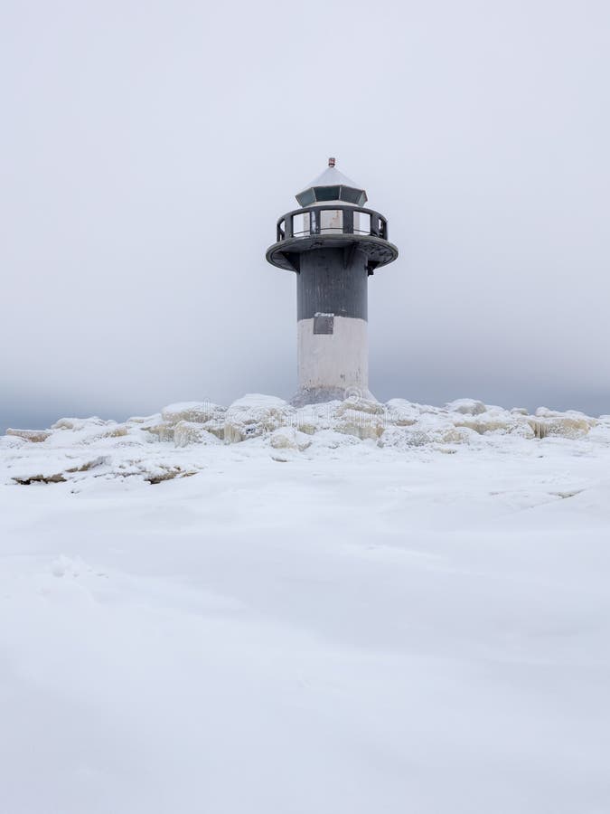 Lighthouse Tower Surrounded by Ice Stock Image - Image of scenery ...