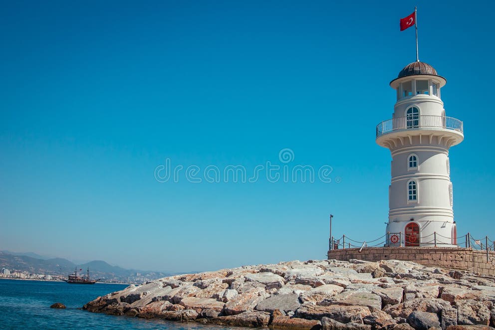 Lighthouse in Turkey, Alanya Stock Image - Image of nature, lighthouse ...