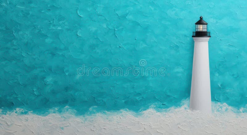 Lighthouse on a Turquoise Seascape Stock Illustration - Illustration of ...