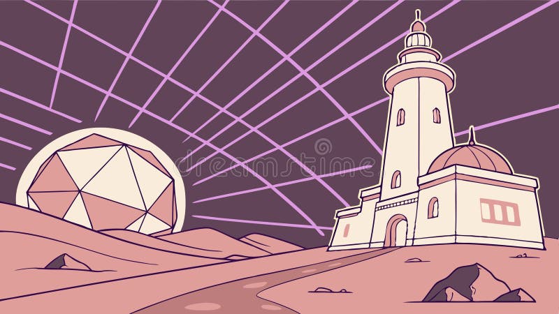 Lighthouse Under Cosmic Sky SciFi Beacon, Vector Design Generative AI ...