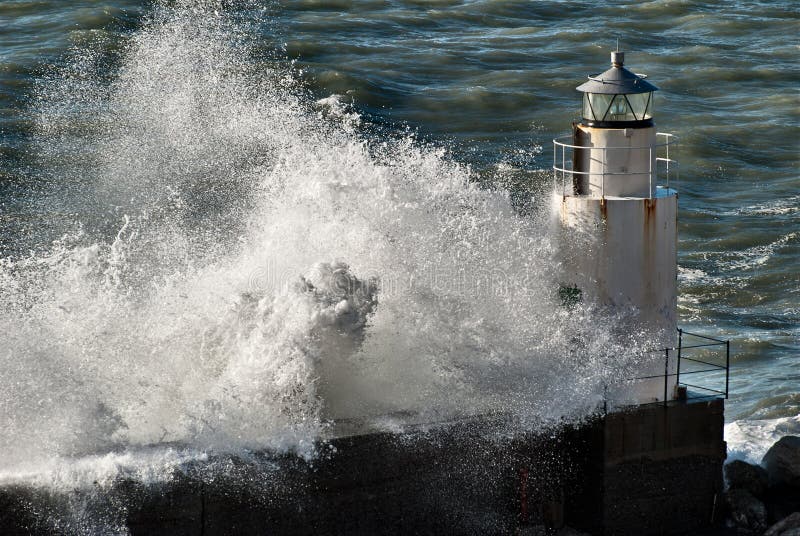 Waves Crashing Over Seaham Lighthouse Stock Image - Image of britain ...