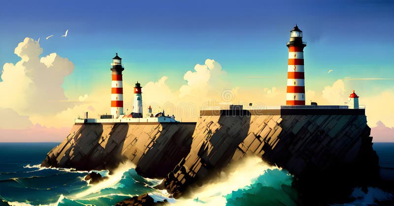 Lighthouse Under the Sky. Safe Harbor, Alert Warning Light Concept ...
