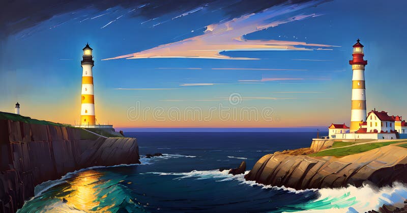 Lighthouse Under the Sky. Safe Harbor, Alert Warning Light Concept ...