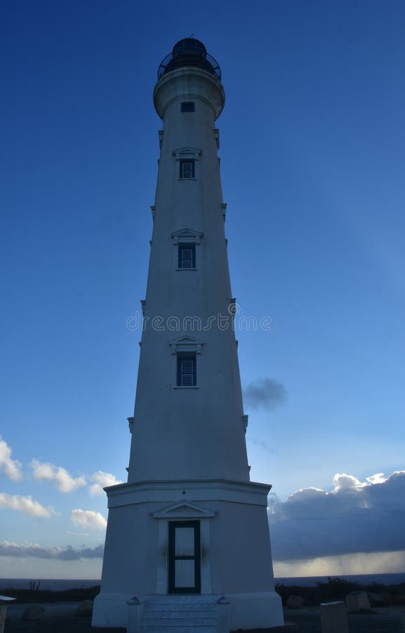 Lighthouse from an Unusual Perspective Stock Image - Image of blue ...