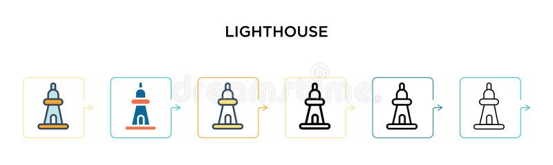 Lighthouse Vector Icon in 6 Different Modern Styles. Black, Two Colored ...