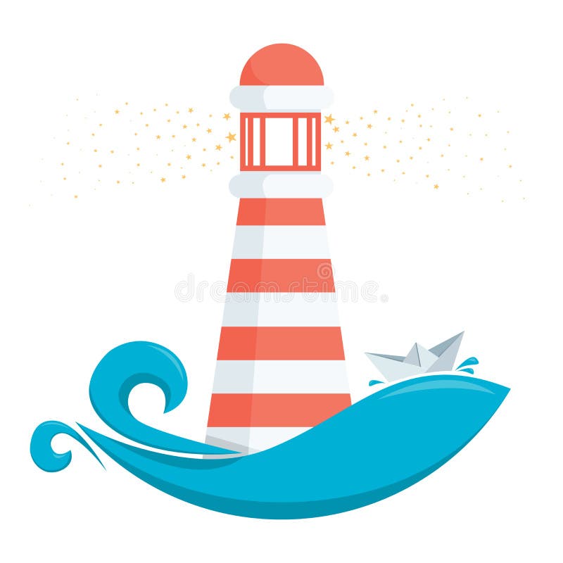 Lighthouse stock vector. Illustration of lighthouse, shore - 70390315