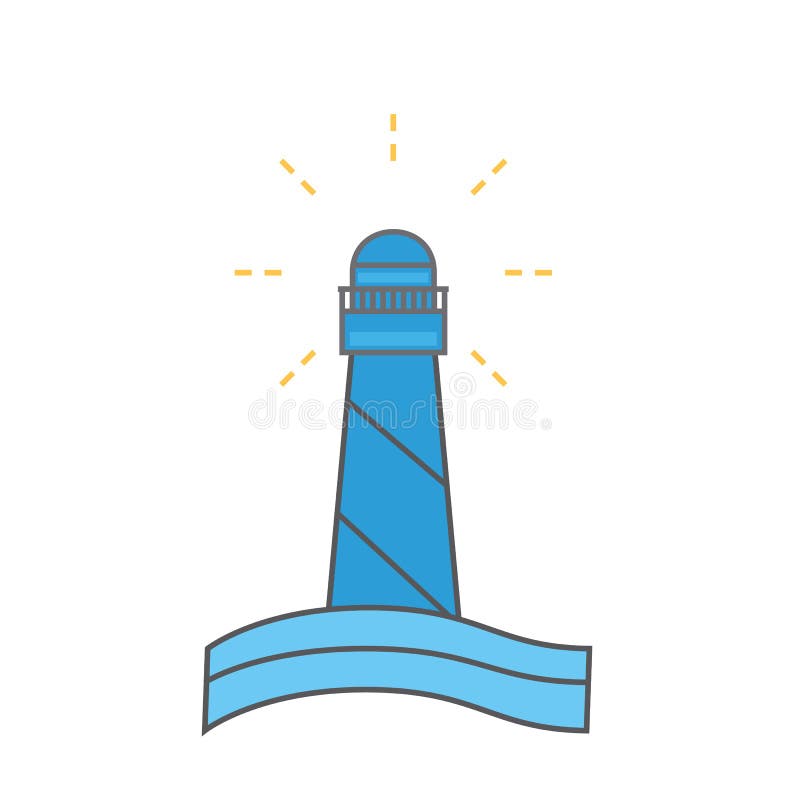 Lighthouse Vector Illustration. Blue Icon. Stock Vector - Illustration ...