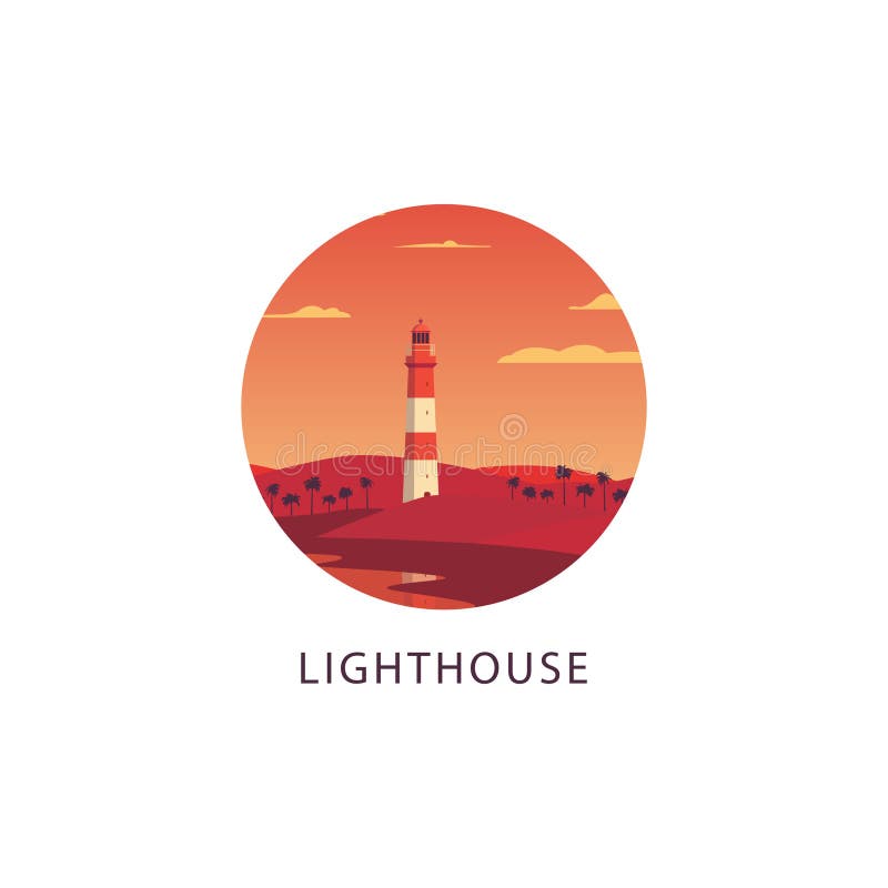Lighthouse Vector Logo, Watchtower Clipart Badge, Isolated Vector Flat ...