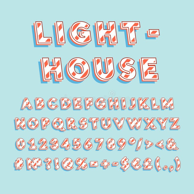 Lighthouse Vintage 3d Vector Alphabet Set Stock Vector - Illustration ...