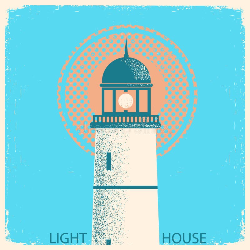 Vintage Poster with Lighthouse Stock Vector - Illustration of summer ...