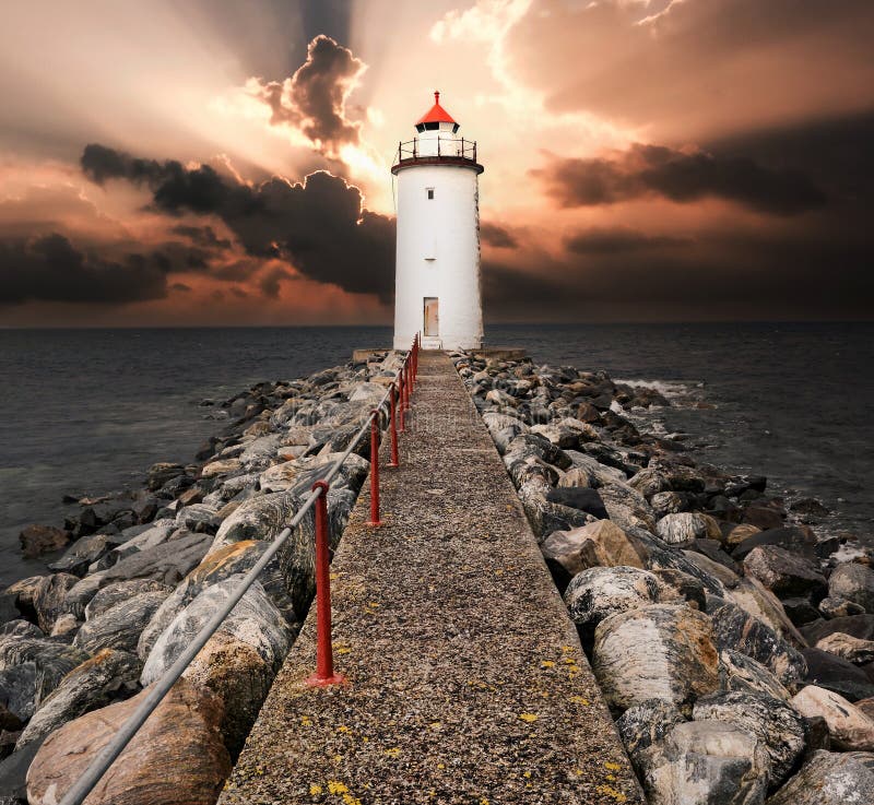 Lighthouse with Walking Path. Stock Photo - Image of walking, light ...