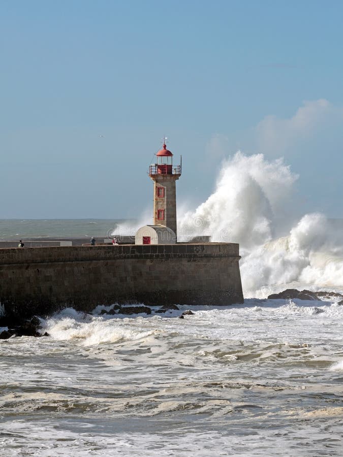 Lighthouse waves stock photo. Image of danger, portugal - 19480208