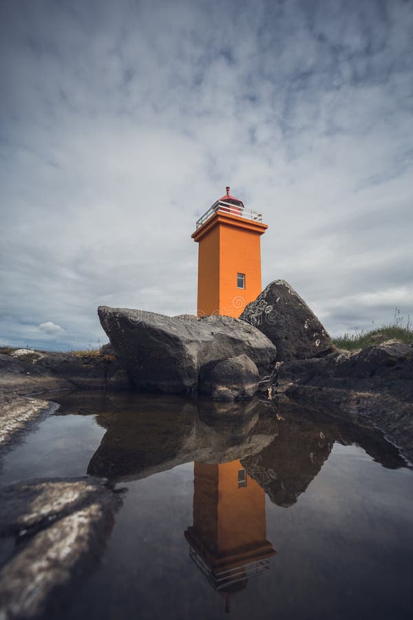 Orange Lighthouse Westcoast Iceland Stock Photos - Free & Royalty-Free ...