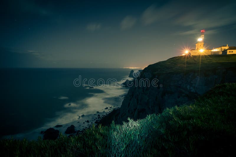 The Lighthouse at the Westernmost Point of Europe, at Cape Roca Stock ...
