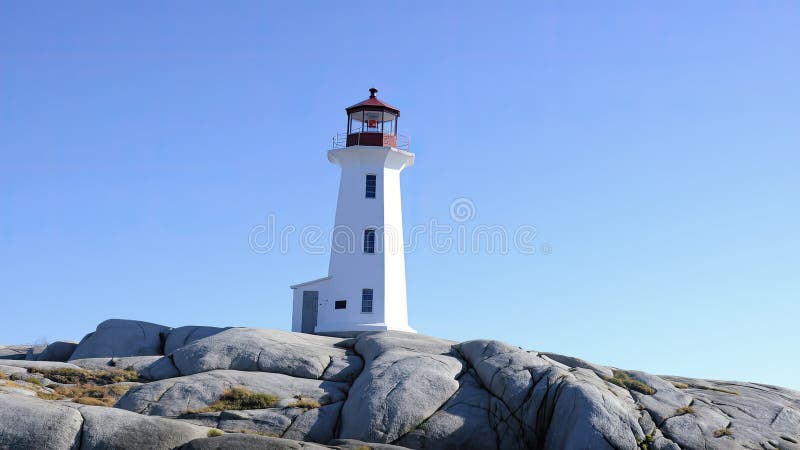 The Lighthouse is White with a Reddish-brown Top Section. it Stands ...