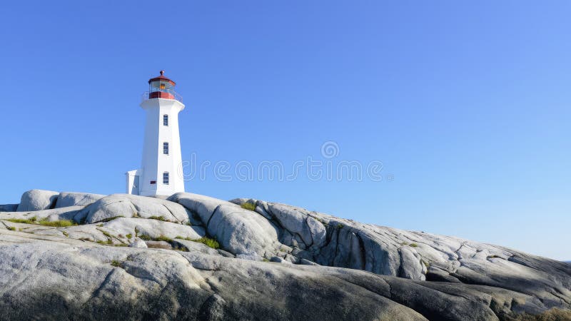 The Lighthouse is White with a Reddish-brown Top Section. it Stands ...