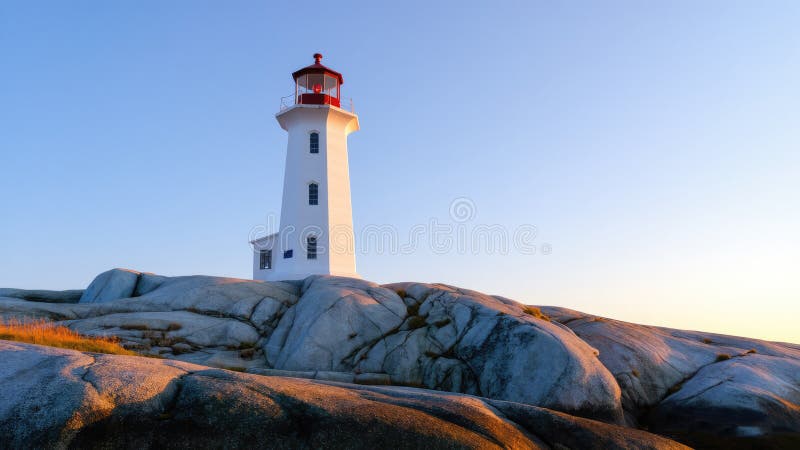 The Lighthouse is White with a Reddish-brown Top Section. it Stands ...