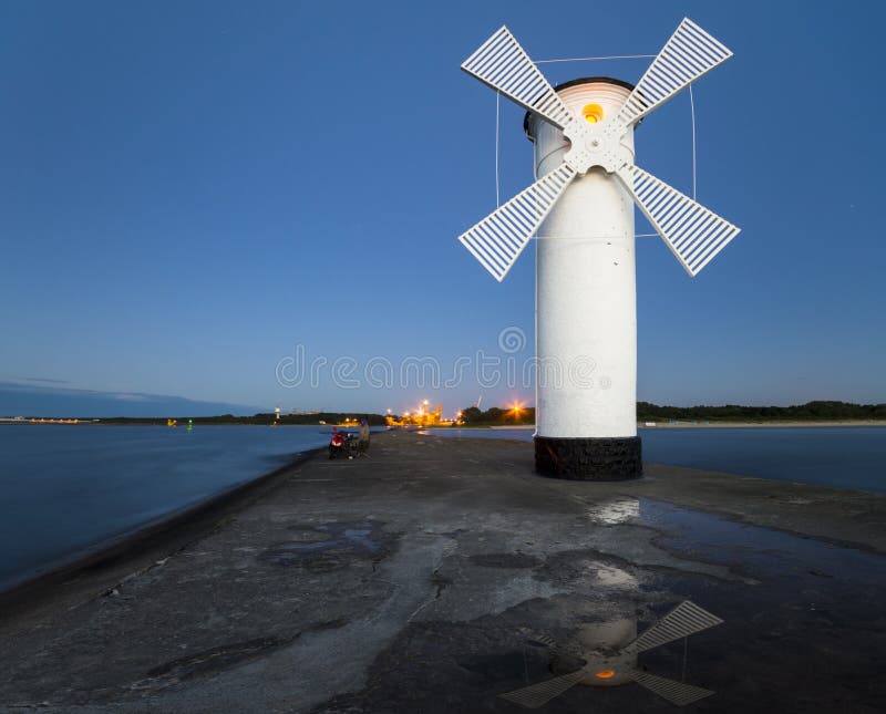 Lighthouse Windmill Swinoujscie, Baltic Sea, Poland Stock Image - Image ...