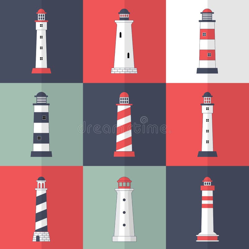 Lighthouses Icons Set. a Simple Line Drawing of a Coastal Structure ...