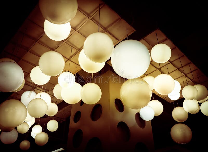Lighting Ball Hanging from the Ceiling Stock Image - Image of sphere ...