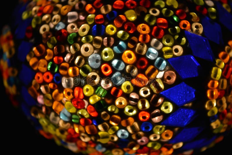 Turkish, Ancient Oriental Lamp Made of Red, Blue, Green, Yellow Beaded ...