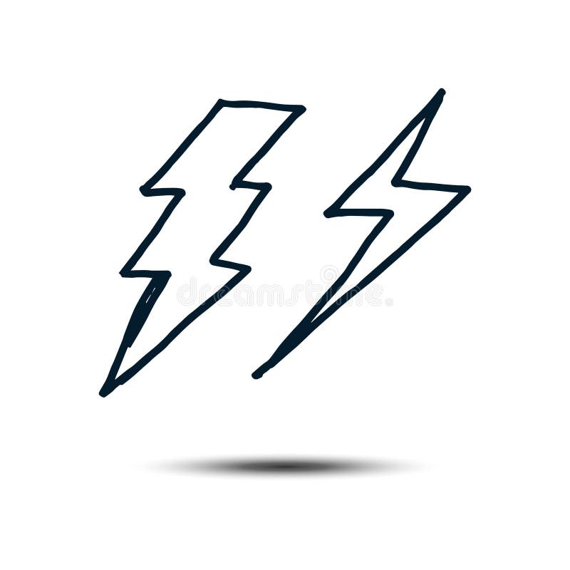 Lighting Bolt Hand Drawn Set Icon Vector Template Illustration Design ...