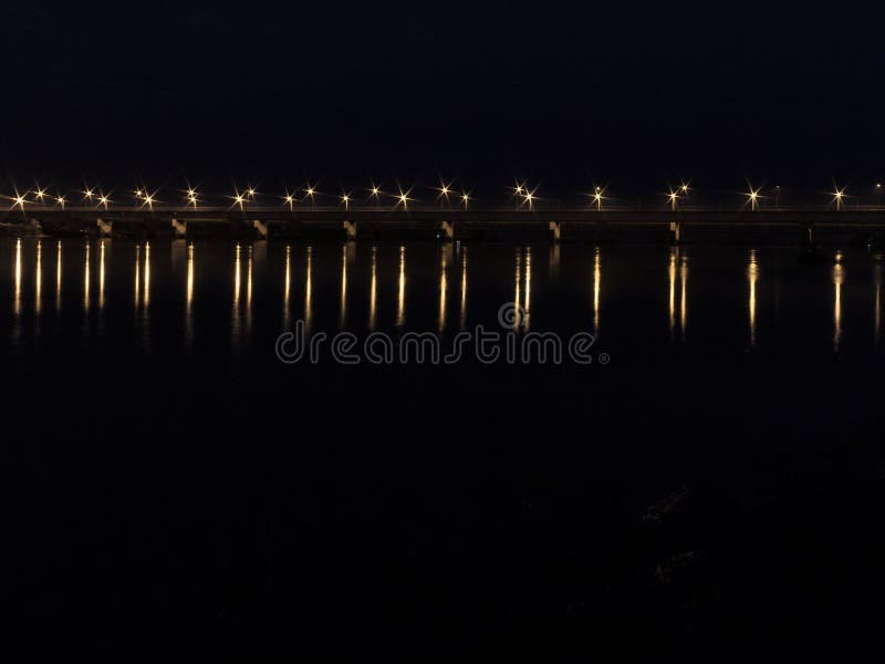 Lighting on a Bridge in the Evening Stock Photo - Image of lights ...