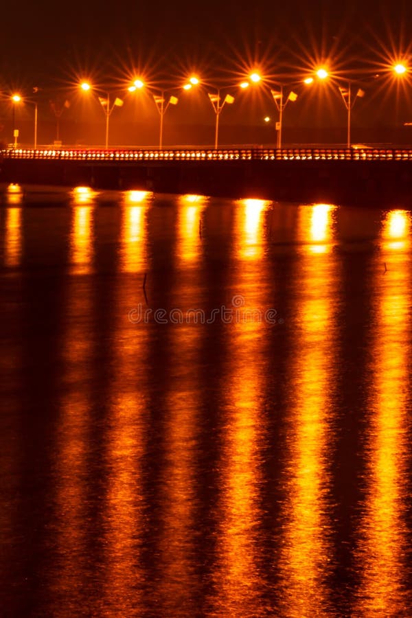 Lighting, Bridges and Surface Water. Stock Image - Image of fire ...
