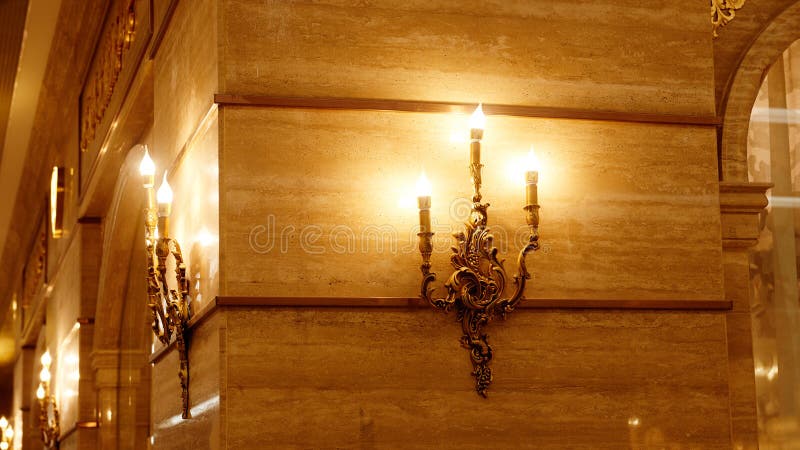 Lighting on Building Exterior Wall Stock Photo - Image of bulb ...