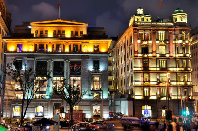 Lighting Buildings in Night, Shanghai Bund, China Editorial Image ...