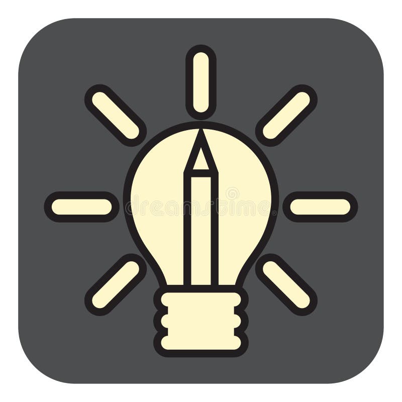 Lighting Bulb with Pen, Icon Stock Vector - Illustration of idea ...